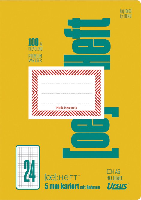 URSUS Ö-Heft A5 mit Rahmen kariert 40 Blatt kaufen